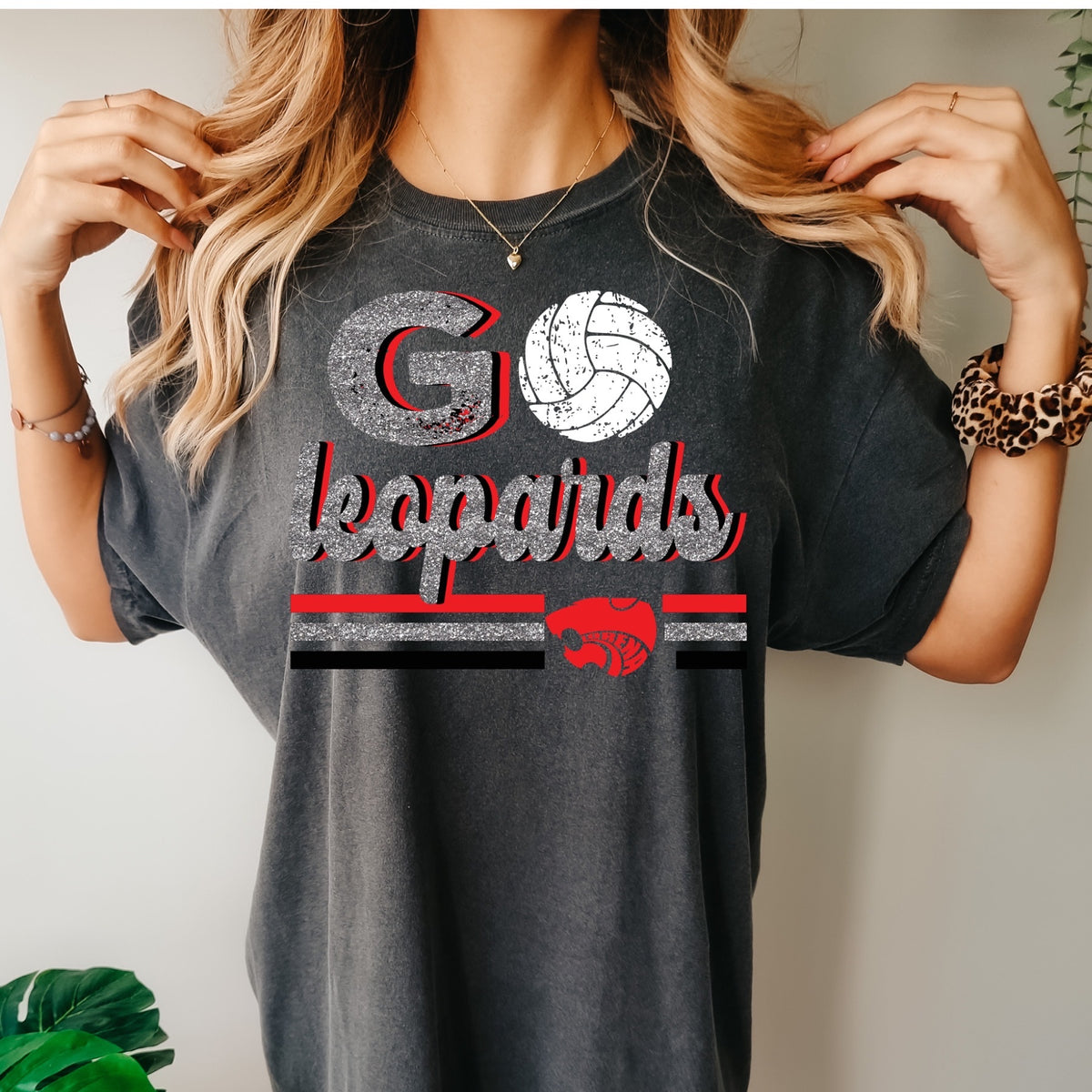 Lorena Volleyball Faux glitter design – Pink Bulldog Boutique