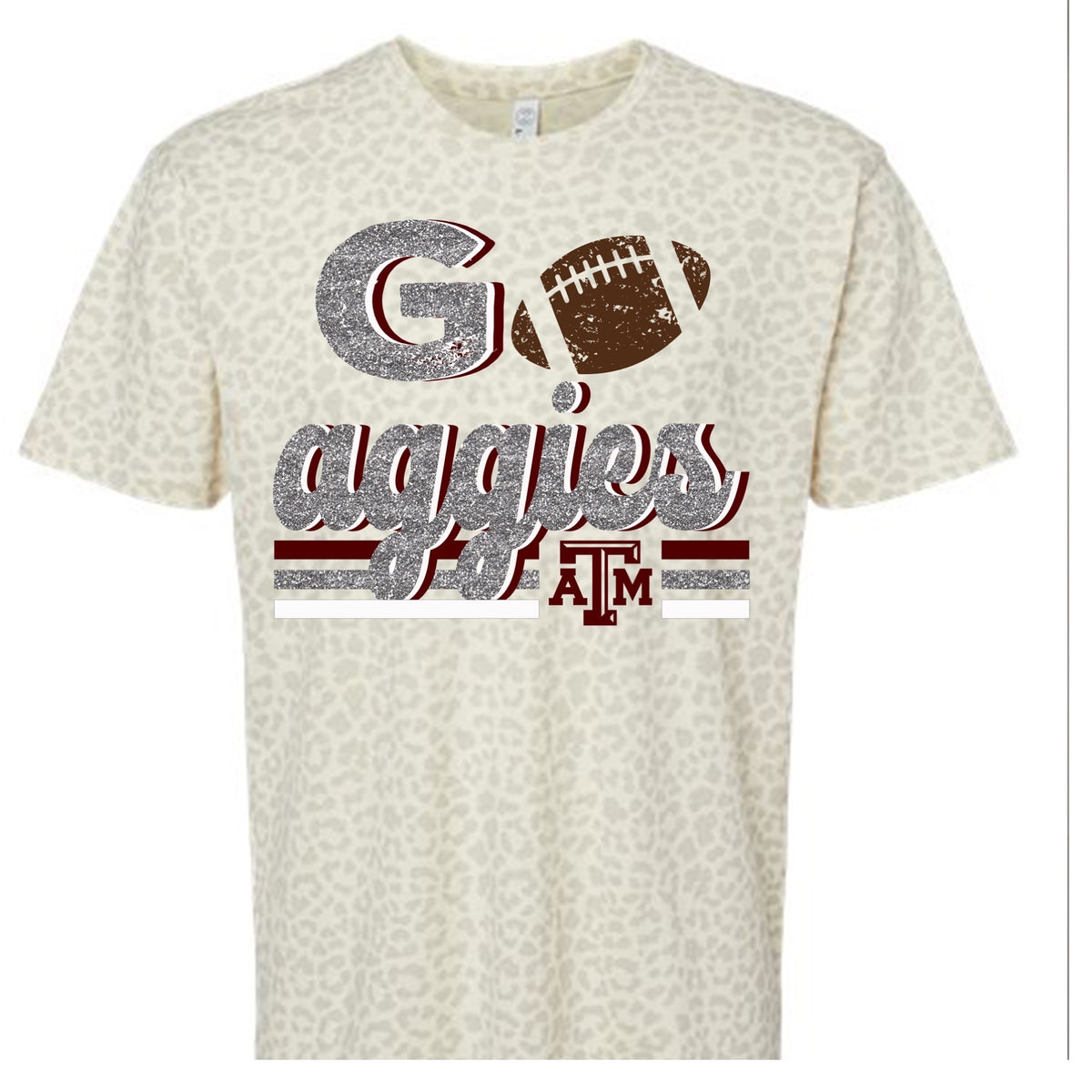 Aggies faux glitter football design – Pink Bulldog Boutique