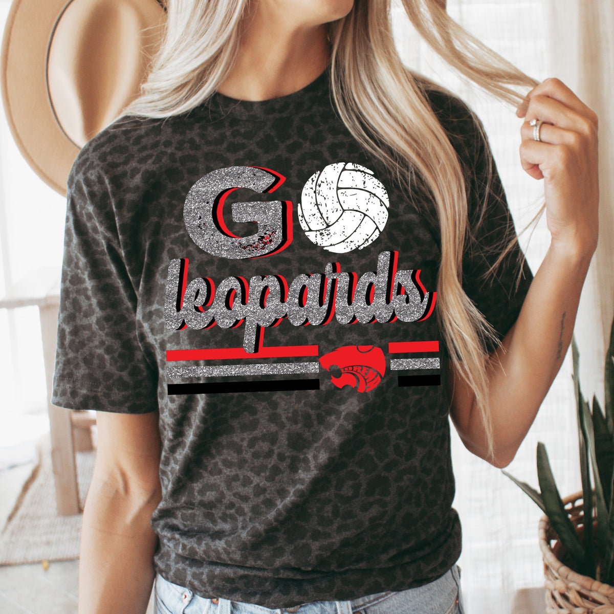 Lorena Volleyball Faux glitter design – Pink Bulldog Boutique