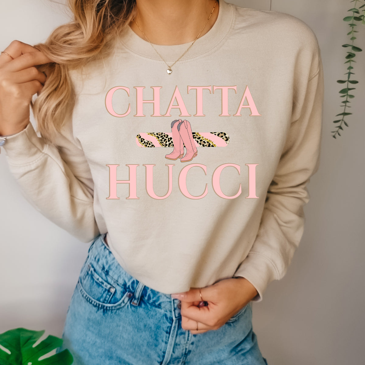 Chatta Hucci Crewneck – Pink Bulldog Boutique